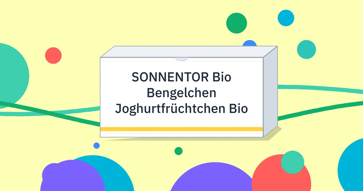 Symbolbild: Packung mit der Aufschrift SONNENTOR Bio Bengelchen Joghurtfrüchtchen Bio (PZN 18902269) – Verfügbarkeit und Bezug in Apotheken in Frankfurt am Main