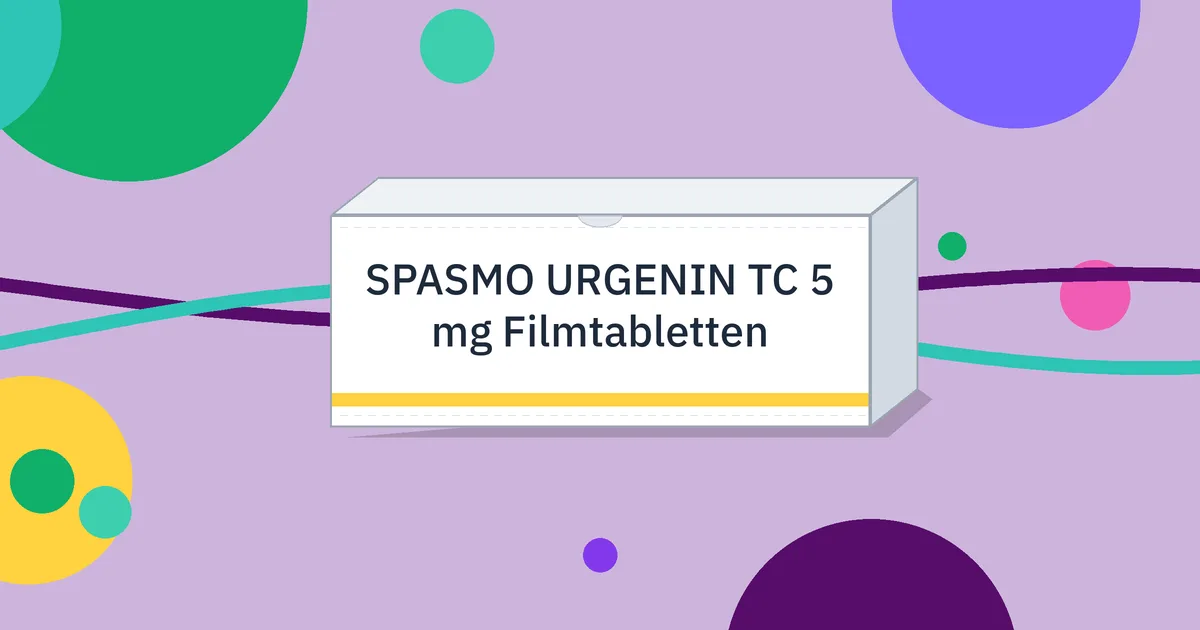 Symbolbild: Packung mit der Aufschrift SPASMO URGENIN TC 5 mg Filmtabletten (PZN 04919734) – Verfügbarkeit und Bezug in Apotheken in Frankfurt am Main