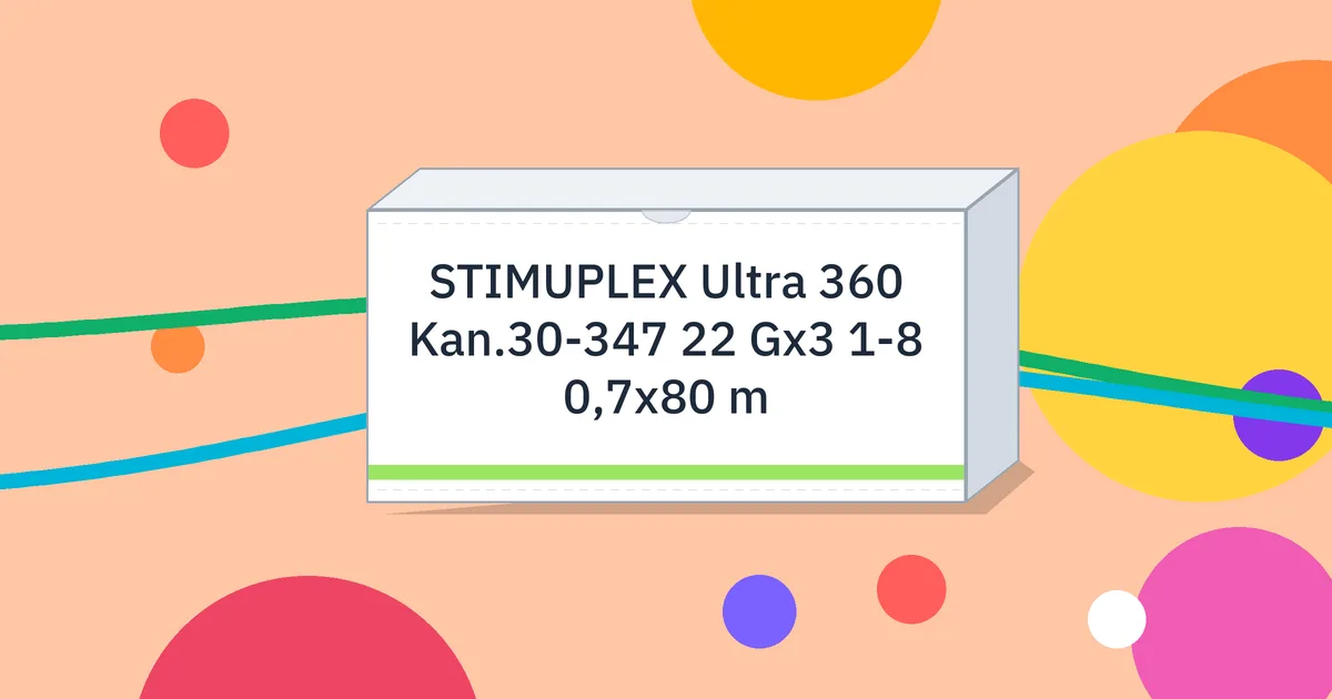 Symbolbild: Packung mit der Aufschrift STIMUPLEX Ultra 360 Kan.30-347 22 Gx3 1-8 0,7x80 m (PZN 11540521) – Verfügbarkeit und Bezug in Apotheken in Frankfurt am Main