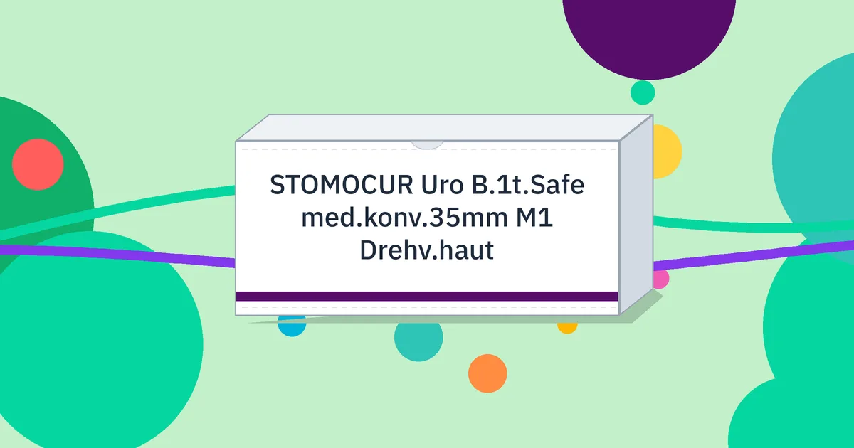 Symbolbild: Packung mit der Aufschrift STOMOCUR Uro B.1t.Safe med.konv.35mm M1 Drehv.haut (PZN 17557913) – Verfügbarkeit und Bezug in Apotheken in Frankfurt am Main