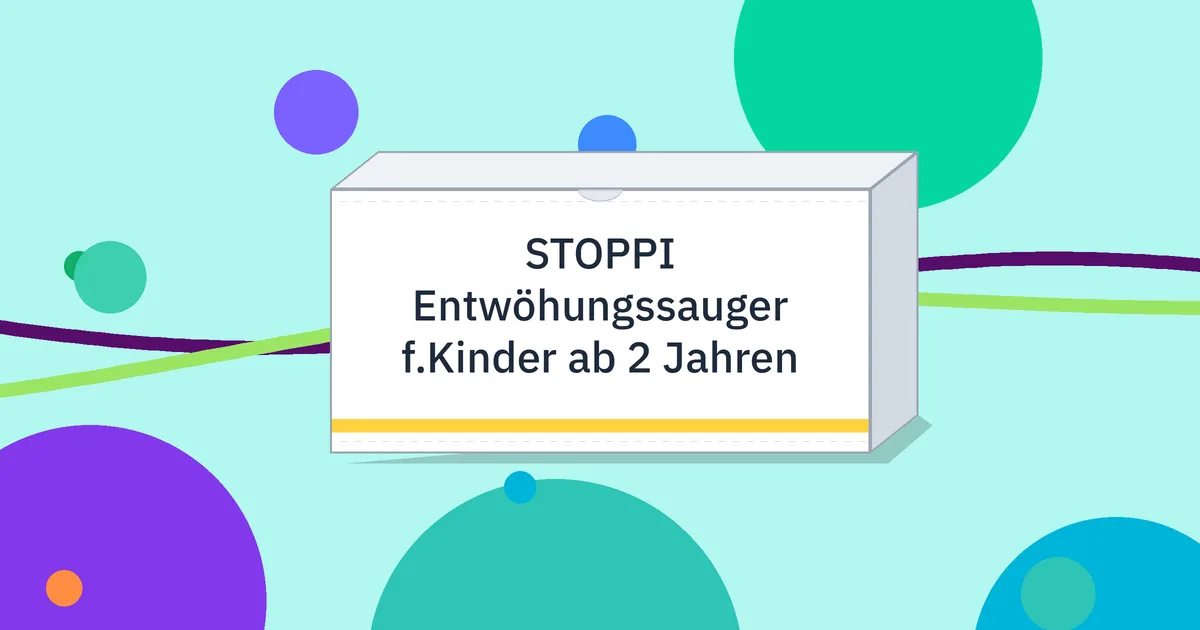 Symbolbild: Packung mit der Aufschrift STOPPI Entwöhungssauger f.Kinder ab 2 Jahren (PZN 01038335) – Verfügbarkeit und Bezug in Apotheken in Frankfurt am Main
