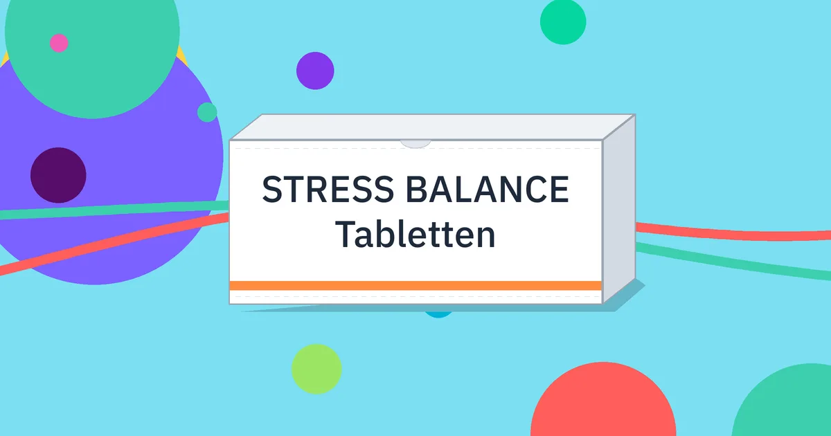 Symbolbild: Packung mit der Aufschrift STRESS BALANCE Tabletten (PZN 16708534) – Verfügbarkeit und Bezug in Apotheken in Frankfurt am Main