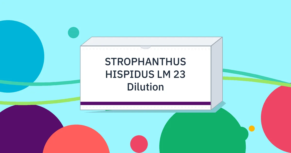 Symbolbild: Packung mit der Aufschrift STROPHANTHUS HISPIDUS LM 23 Dilution (PZN 13205465) – Verfügbarkeit und Bezug in Apotheken in Frankfurt am Main