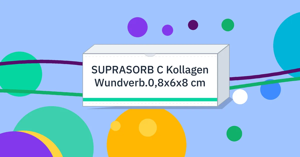 Symbolbild: Packung mit der Aufschrift SUPRASORB C Kollagen Wundverb.0,8x6x8 cm (PZN 01727359) – Verfügbarkeit und Bezug in Apotheken in Frankfurt am Main