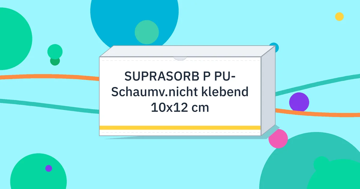 Symbolbild: Packung mit der Aufschrift SUPRASORB P PU-Schaumv.nicht klebend 10x12 cm (PZN 00678245) – Verfügbarkeit und Bezug in Apotheken in Frankfurt am Main