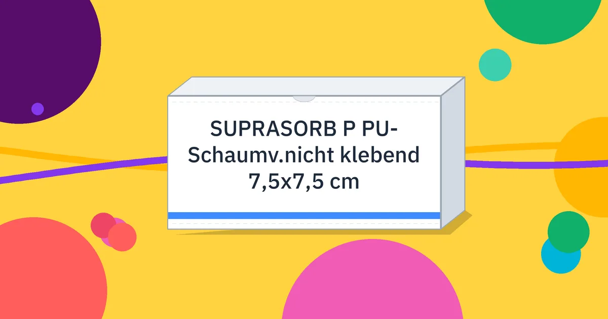 Symbolbild: Packung mit der Aufschrift SUPRASORB P PU-Schaumv.nicht klebend 7,5x7,5 cm (PZN 13541447) – Verfügbarkeit und Bezug in Apotheken in Frankfurt am Main