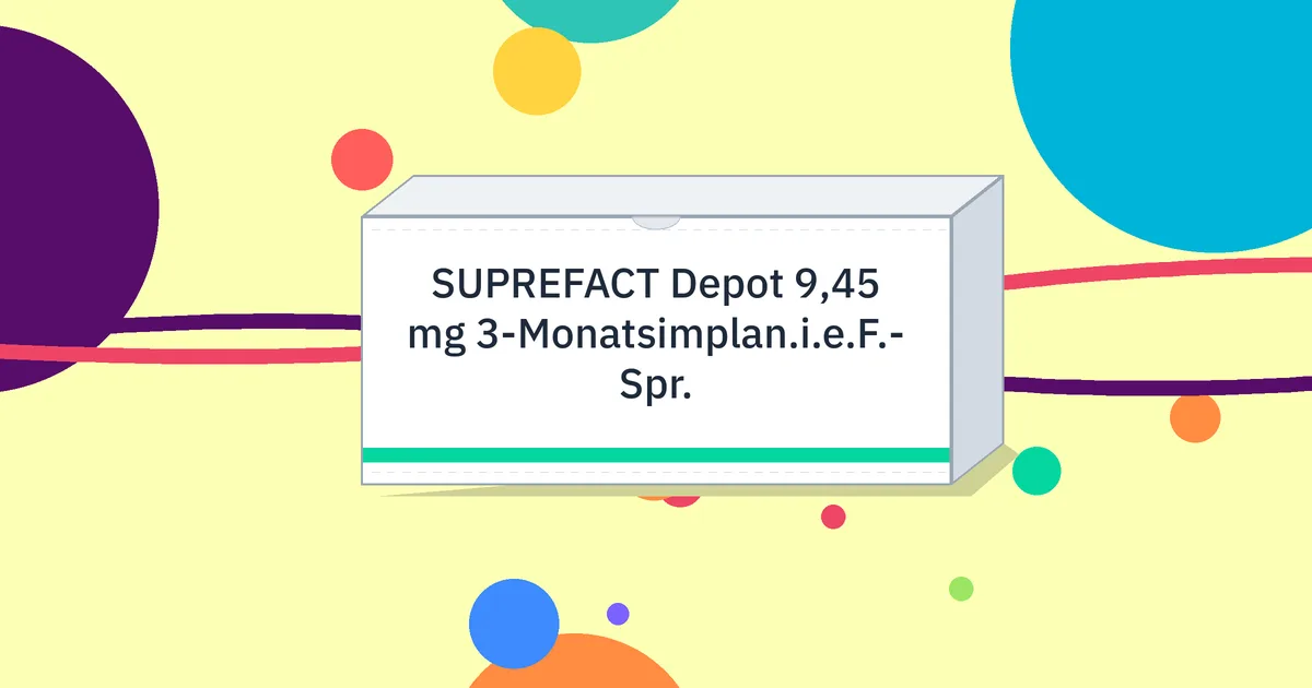 Symbolbild: Packung mit der Aufschrift SUPREFACT Depot 9,45 mg 3-Monatsimplan.i.e.F.-Spr. (PZN 14278012) – Verfügbarkeit und Bezug in Apotheken in Frankfurt am Main