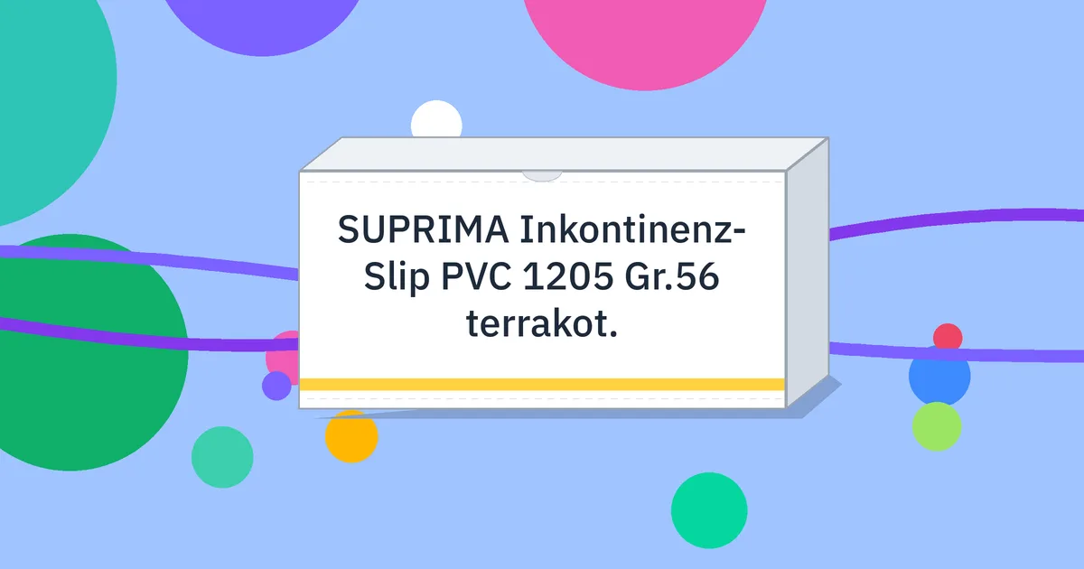 Symbolbild: Packung mit der Aufschrift SUPRIMA Inkontinenz-Slip PVC 1205 Gr.56 terrakot. (PZN 00414121) – Verfügbarkeit und Bezug in Apotheken in Frankfurt am Main