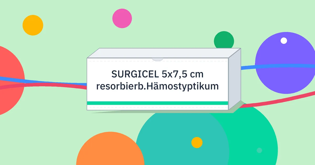 Symbolbild: Packung mit der Aufschrift SURGICEL 5x7,5 cm resorbierb.Hämostyptikum (PZN 18798978) – Verfügbarkeit und Bezug in Apotheken in Frankfurt am Main