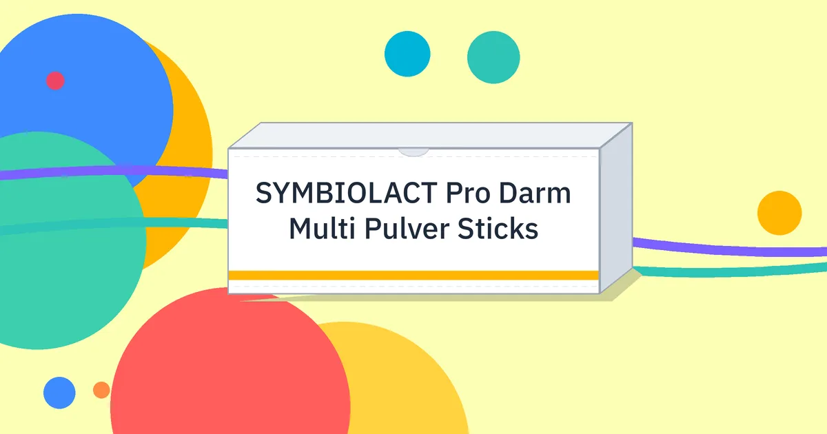 Symbolbild: Packung mit der Aufschrift SYMBIOLACT Pro Darm Multi Pulver Sticks (PZN 19822905) – Verfügbarkeit und Bezug in Apotheken in Frankfurt am Main