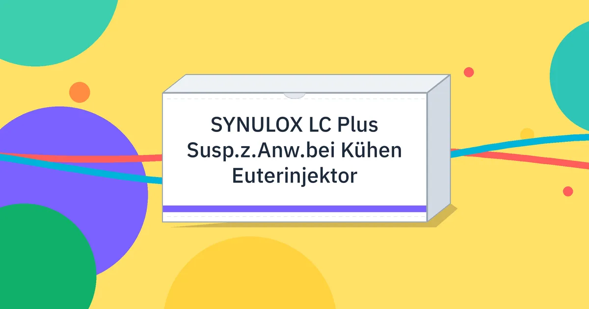 Symbolbild: Packung mit der Aufschrift SYNULOX LC Plus Susp.z.Anw.bei Kühen Euterinjektor (PZN 11544335) – Verfügbarkeit und Bezug in Apotheken in Frankfurt am Main
