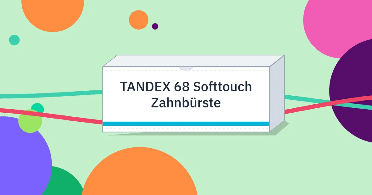 Symbolbild: Packung mit der Aufschrift TANDEX 68 Softtouch Zahnbürste (PZN 14023269) – Verfügbarkeit und Bezug in Apotheken in Frankfurt am Main