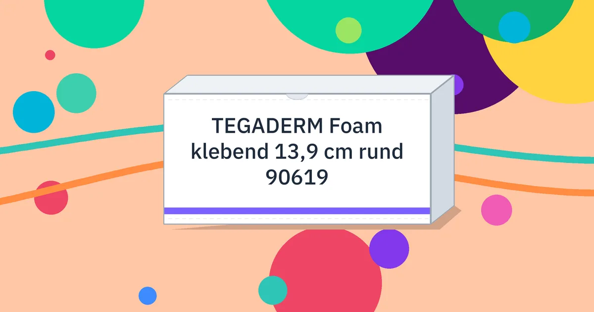 Symbolbild: Packung mit der Aufschrift TEGADERM Foam klebend 13,9 cm rund 90619 (PZN 16394811) – Verfügbarkeit und Bezug in Apotheken in Frankfurt am Main