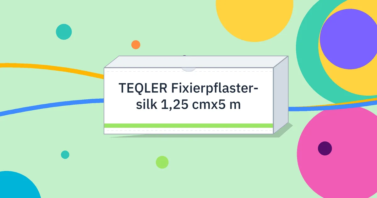 Symbolbild: Packung mit der Aufschrift TEQLER Fixierpflaster-silk 1,25 cmx5 m (PZN 18884117) – Verfügbarkeit und Bezug in Apotheken in Frankfurt am Main