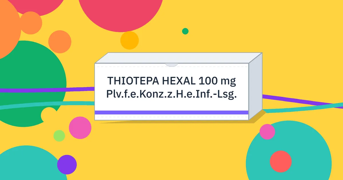 Symbolbild: Packung mit der Aufschrift THIOTEPA HEXAL 100 mg Plv.f.e.Konz.z.H.e.Inf.-Lsg. (PZN 17614284) – Verfügbarkeit und Bezug in Apotheken in Frankfurt am Main