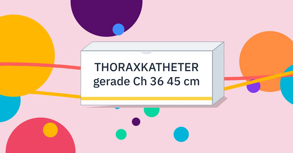 Symbolbild: Packung mit der Aufschrift THORAXKATHETER gerade Ch 36 45 cm (PZN 10033839) – Verfügbarkeit und Bezug in Apotheken in Frankfurt am Main