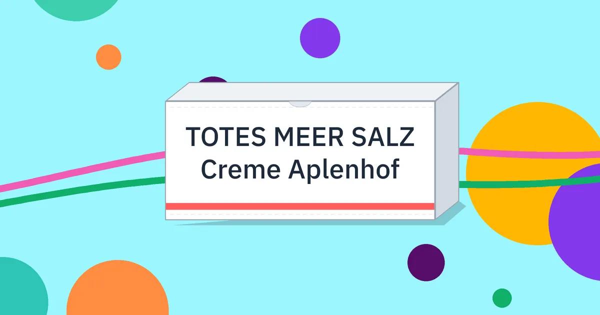 Symbolbild: Packung mit der Aufschrift TOTES MEER SALZ Creme Aplenhof (PZN 18661995) – Verfügbarkeit und Bezug in Apotheken in Frankfurt am Main