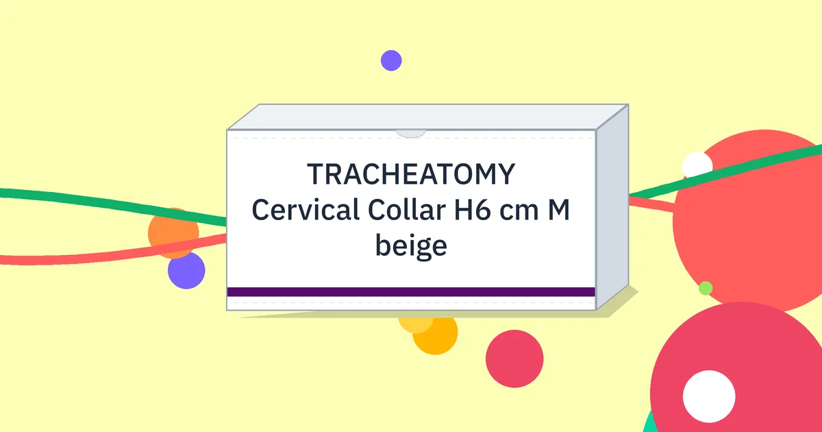 Symbolbild: Packung mit der Aufschrift TRACHEATOMY Cervical Collar H6 cm M beige (PZN 04900901) – Verfügbarkeit und Bezug in Apotheken in Frankfurt am Main