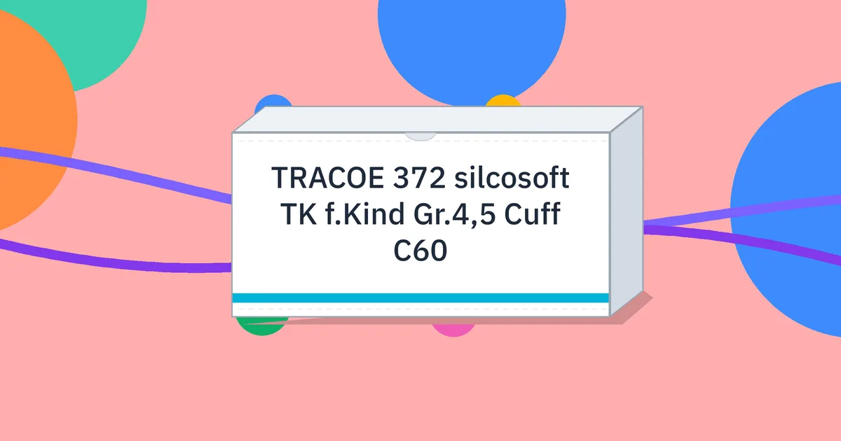 Symbolbild: Packung mit der Aufschrift TRACOE 372 silcosoft TK f.Kind Gr.4,5 Cuff C60 (PZN 14316474) – Verfügbarkeit und Bezug in Apotheken in Frankfurt am Main