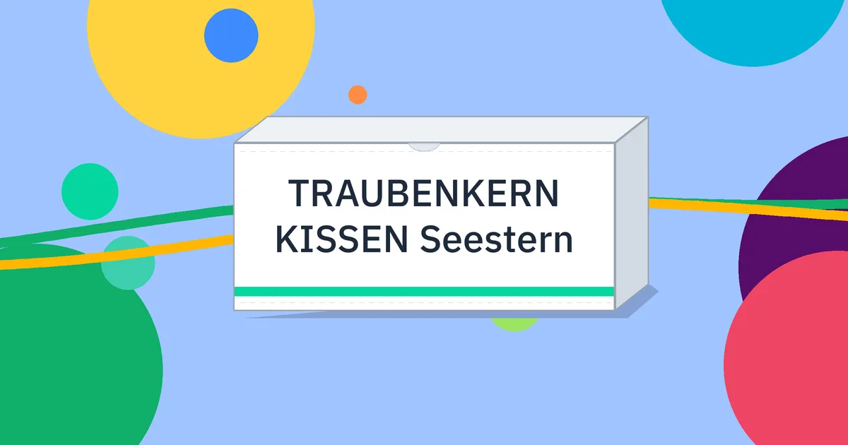 Symbolbild: Packung mit der Aufschrift TRAUBENKERN KISSEN Seestern (PZN 16511458) – Verfügbarkeit und Bezug in Apotheken in Frankfurt am Main