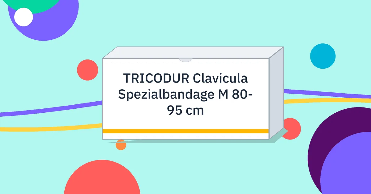 Symbolbild: Packung mit der Aufschrift TRICODUR Clavicula Spezialbandage M 80-95 cm (PZN 03486262) – Verfügbarkeit und Bezug in Apotheken in Frankfurt am Main