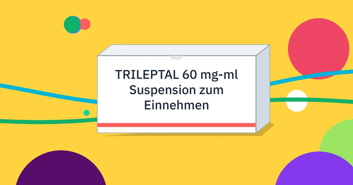 Symbolbild: Packung mit der Aufschrift TRILEPTAL 60 mg-ml Suspension zum Einnehmen (PZN 03054048) – Verfügbarkeit und Bezug in Apotheken in Frankfurt am Main