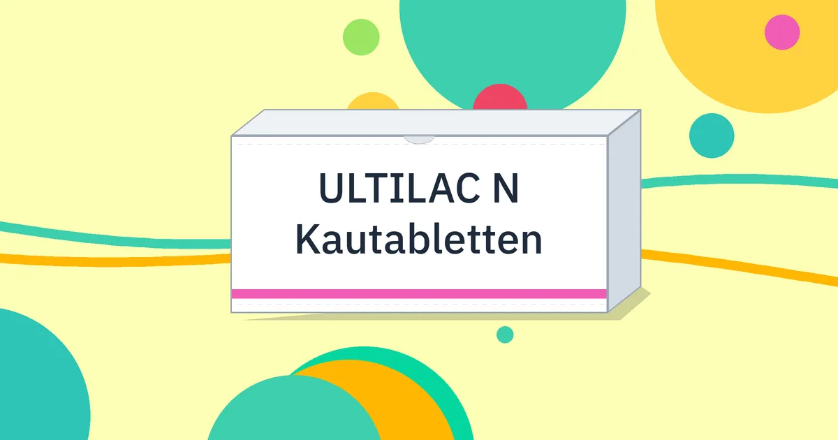 Symbolbild: Packung mit der Aufschrift ULTILAC N Kautabletten (PZN 03683169) – Verfügbarkeit und Bezug in Apotheken in Frankfurt am Main