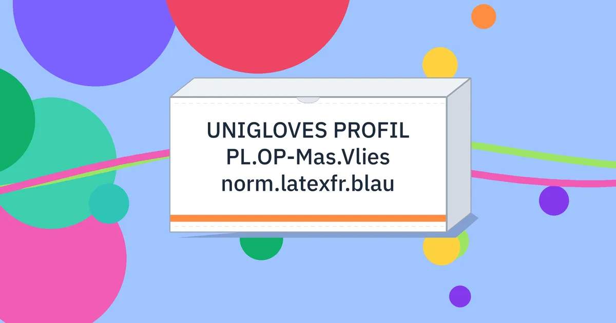 Symbolbild: Packung mit der Aufschrift UNIGLOVES PROFIL PL.OP-Mas.Vlies norm.latexfr.blau (PZN 18176828) – Verfügbarkeit und Bezug in Apotheken in Frankfurt am Main
