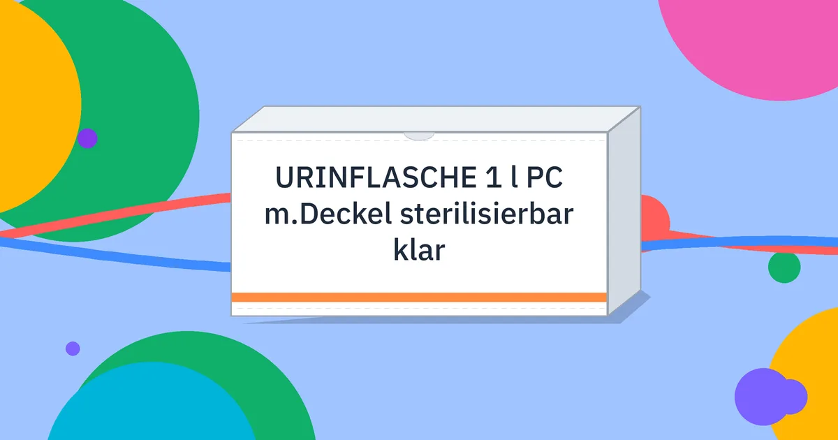 Symbolbild: Packung mit der Aufschrift URINFLASCHE 1 l PC m.Deckel sterilisierbar klar (PZN 09063551) – Verfügbarkeit und Bezug in Apotheken in Frankfurt am Main
