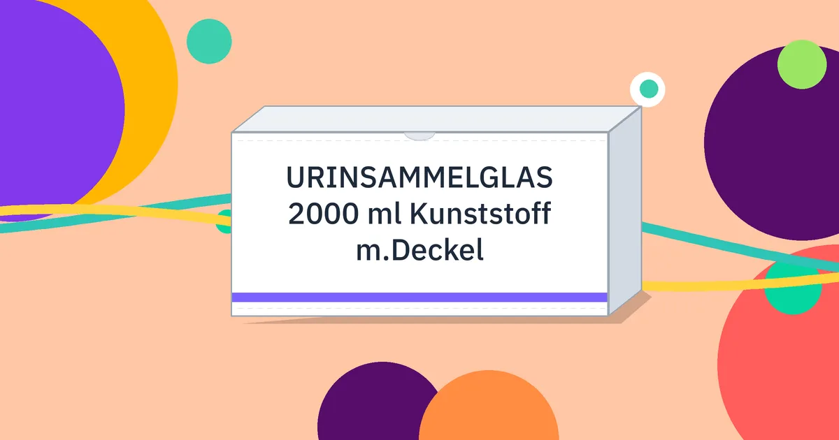 Symbolbild: Packung mit der Aufschrift URINSAMMELGLAS 2000 ml Kunststoff m.Deckel (PZN 03170151) – Verfügbarkeit und Bezug in Apotheken in Frankfurt am Main