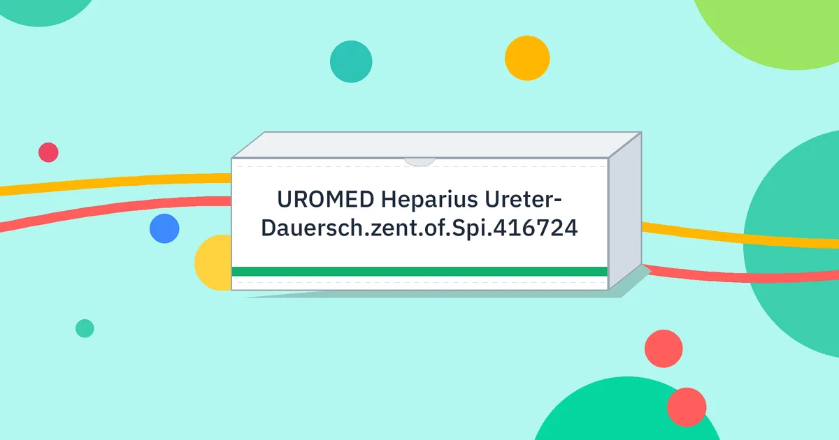 Symbolbild: Packung mit der Aufschrift UROMED Heparius Ureter-Dauersch.zent.of.Spi.416724 (PZN 11370496) – Verfügbarkeit und Bezug in Apotheken in Frankfurt am Main