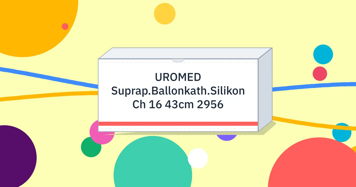 Symbolbild: Packung mit der Aufschrift UROMED Suprap.Ballonkath.Silikon Ch 16 43cm 2956 (PZN 00051753) – Verfügbarkeit und Bezug in Apotheken in Frankfurt am Main