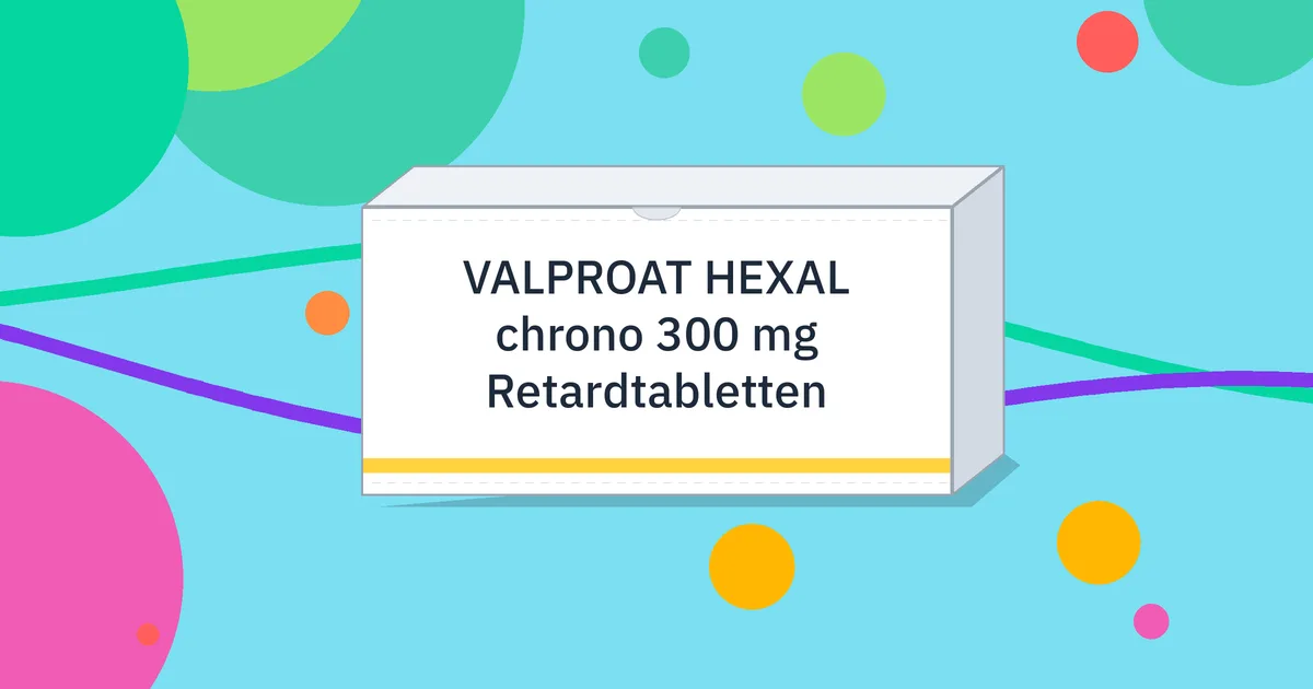 Symbolbild: Packung mit der Aufschrift VALPROAT HEXAL chrono 300 mg Retardtabletten (PZN 01044146) – Verfügbarkeit und Bezug in Apotheken in Frankfurt am Main