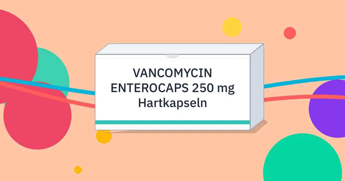 Symbolbild: Packung mit der Aufschrift VANCOMYCIN ENTEROCAPS 250 mg Hartkapseln (PZN 03571861) – Verfügbarkeit und Bezug in Apotheken in Frankfurt am Main