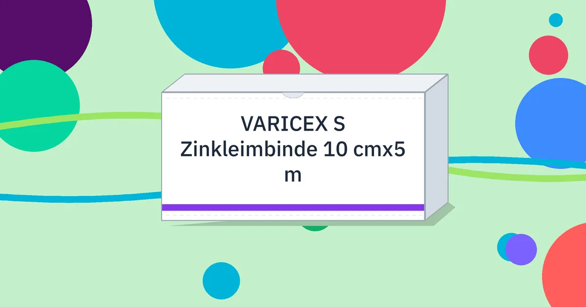 Symbolbild: Packung mit der Aufschrift VARICEX S Zinkleimbinde 10 cmx5 m (PZN 19814107) – Verfügbarkeit und Bezug in Apotheken in Frankfurt am Main