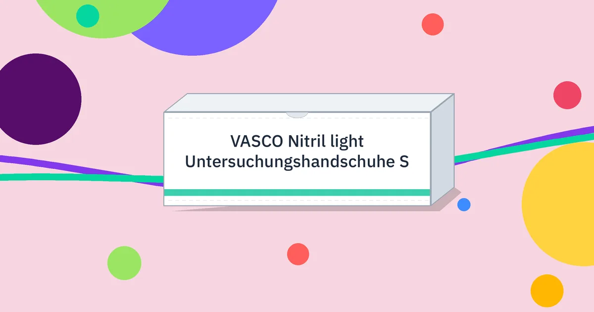 Symbolbild: Packung mit der Aufschrift VASCO Nitril light Untersuchungshandschuhe S (PZN 06810409) – Verfügbarkeit und Bezug in Apotheken in Frankfurt am Main