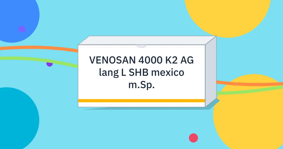 Symbolbild: Packung mit der Aufschrift VENOSAN 4000 K2 AG lang L SHB mexico m.Sp. (PZN 14424413) – Verfügbarkeit und Bezug in Apotheken in Frankfurt am Main