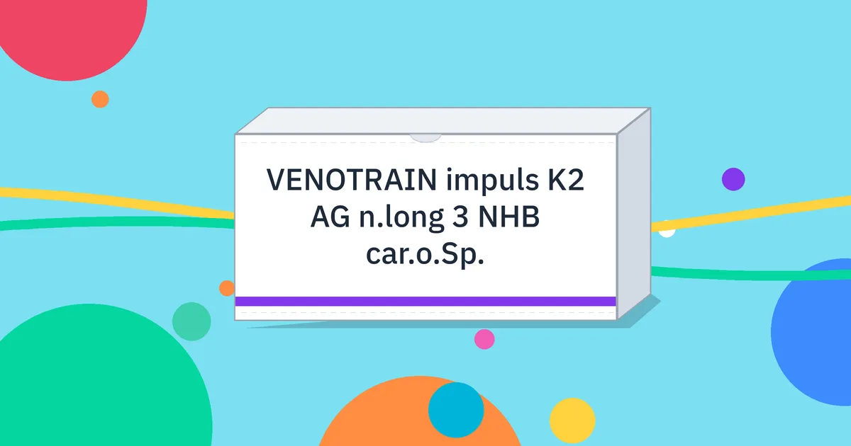 Symbolbild: Packung mit der Aufschrift VENOTRAIN impuls K2 AG n.long 3 NHB car.o.Sp. (PZN 08421563) – Verfügbarkeit und Bezug in Apotheken in Frankfurt am Main