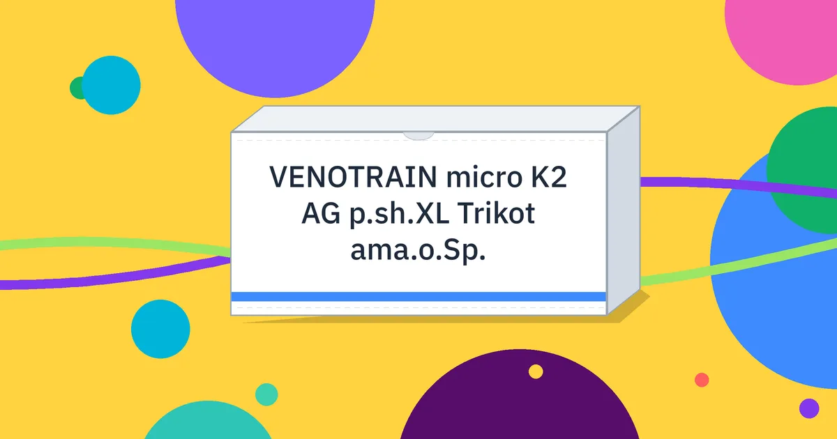 Symbolbild: Packung mit der Aufschrift VENOTRAIN micro K2 AG p.sh.XL Trikot ama.o.Sp. (PZN 05712840) – Verfügbarkeit und Bezug in Apotheken in Frankfurt am Main