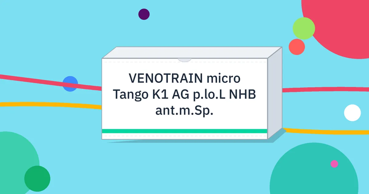 Symbolbild: Packung mit der Aufschrift VENOTRAIN micro Tango K1 AG p.lo.L NHB ant.m.Sp. (PZN 17766249) – Verfügbarkeit und Bezug in Apotheken in Frankfurt am Main