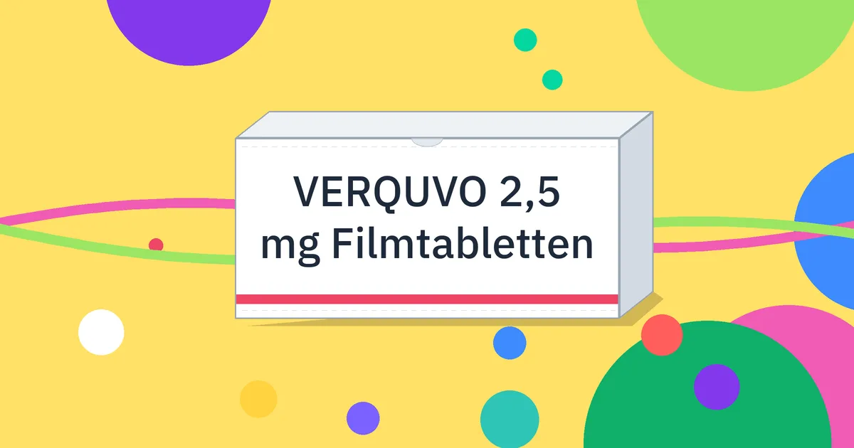 Symbolbild: Packung mit der Aufschrift VERQUVO 2,5 mg Filmtabletten (PZN 19383558) – Verfügbarkeit und Bezug in Apotheken in Frankfurt am Main