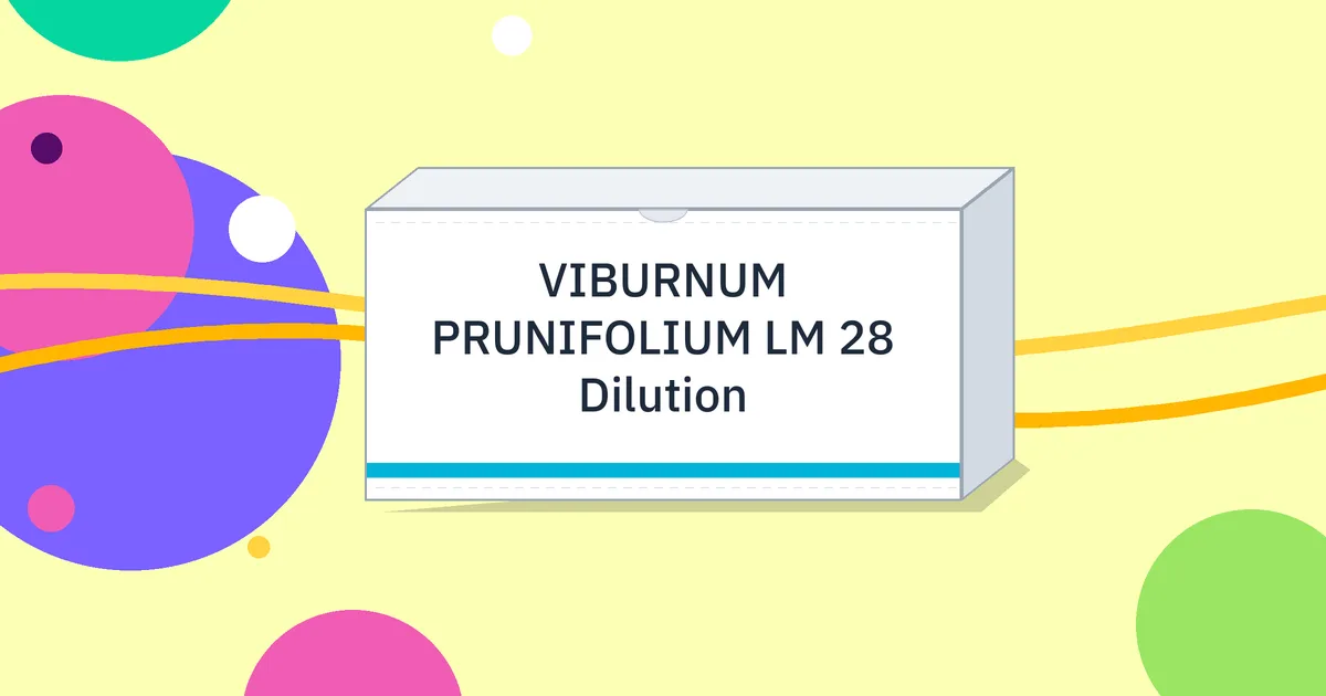 Symbolbild: Packung mit der Aufschrift VIBURNUM PRUNIFOLIUM LM 28 Dilution (PZN 13272154) – Verfügbarkeit und Bezug in Apotheken in Frankfurt am Main