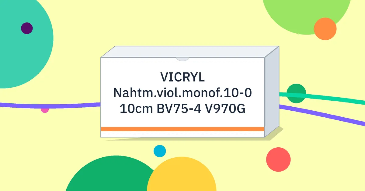Symbolbild: Packung mit der Aufschrift VICRYL Nahtm.viol.monof.10-0 10cm BV75-4 V970G (PZN 20899876) – Verfügbarkeit und Bezug in Apotheken in Frankfurt am Main