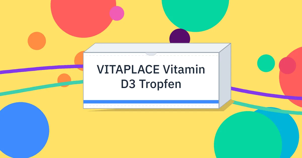Symbolbild: Packung mit der Aufschrift VITAPLACE Vitamin D3 Tropfen (PZN 16033384) – Verfügbarkeit und Bezug in Apotheken in Frankfurt am Main