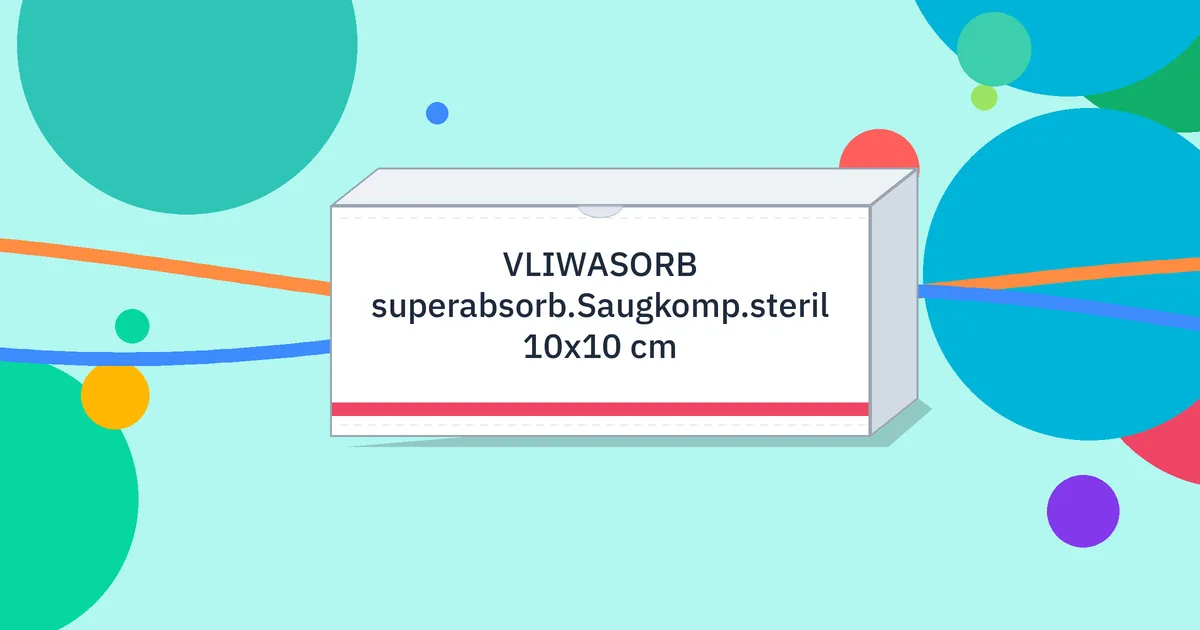 Symbolbild: Packung mit der Aufschrift VLIWASORB superabsorb.Saugkomp.steril 10x10 cm (PZN 13541387) – Verfügbarkeit und Bezug in Apotheken in Frankfurt am Main