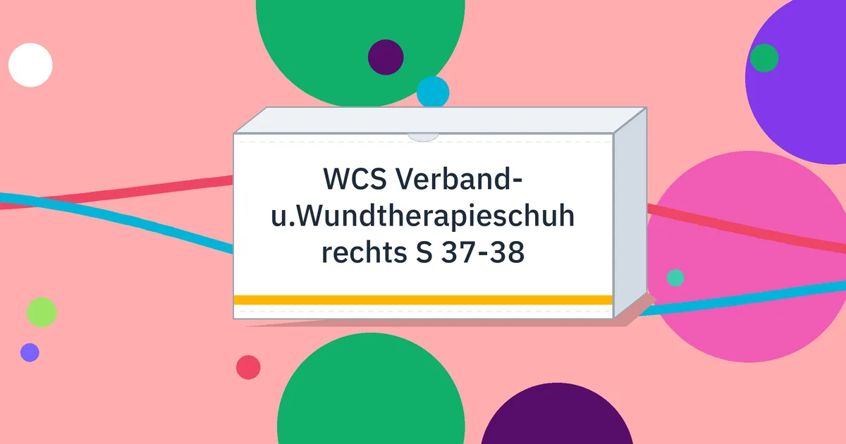 Symbolbild: Packung mit der Aufschrift WCS Verband-u.Wundtherapieschuh rechts S 37-38 (PZN 16629579) – Verfügbarkeit und Bezug in Apotheken in Frankfurt am Main