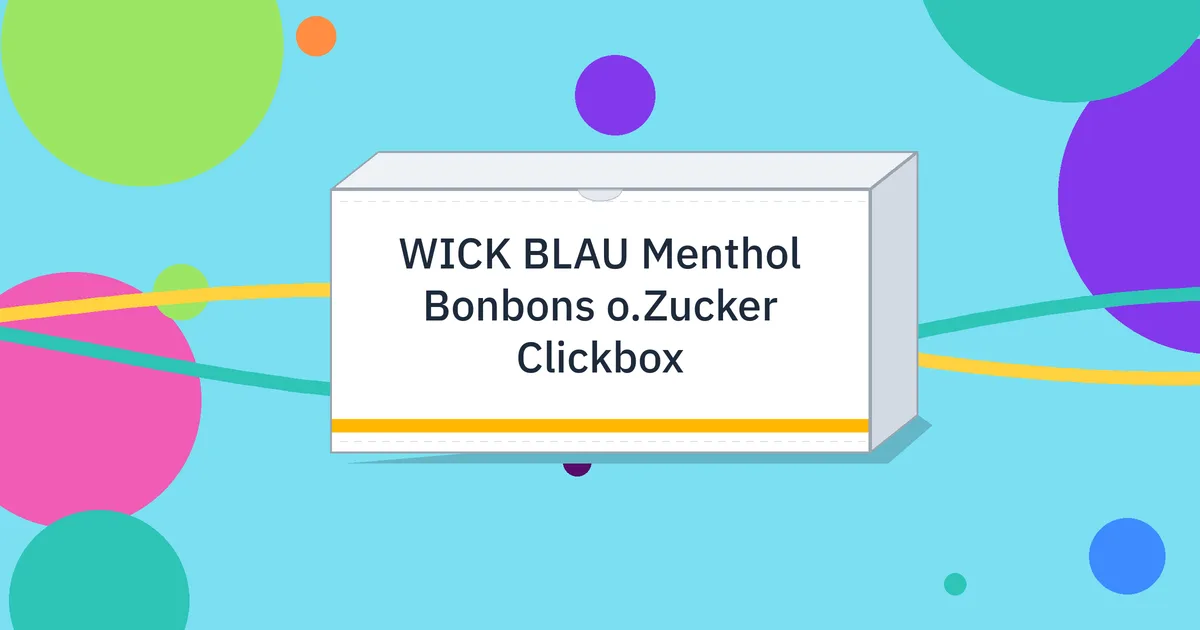 Symbolbild: Packung mit der Aufschrift WICK BLAU Menthol Bonbons o.Zucker Clickbox (PZN 12595346) – Verfügbarkeit und Bezug in Apotheken in Frankfurt am Main