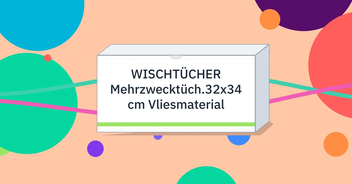 Symbolbild: Packung mit der Aufschrift WISCHTÜCHER Mehrzwecktüch.32x34 cm Vliesmaterial (PZN 07385411) – Verfügbarkeit und Bezug in Apotheken in Frankfurt am Main