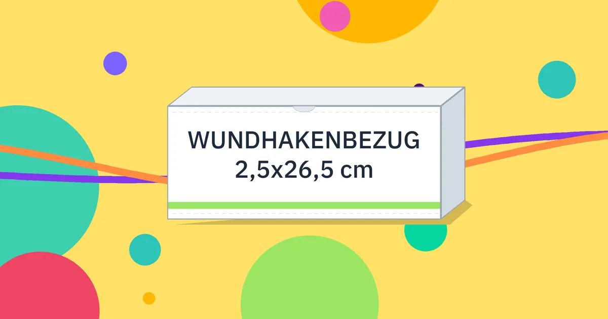 Symbolbild: Packung mit der Aufschrift WUNDHAKENBEZUG 2,5x26,5 cm (PZN 03055993) – Verfügbarkeit und Bezug in Apotheken in Frankfurt am Main