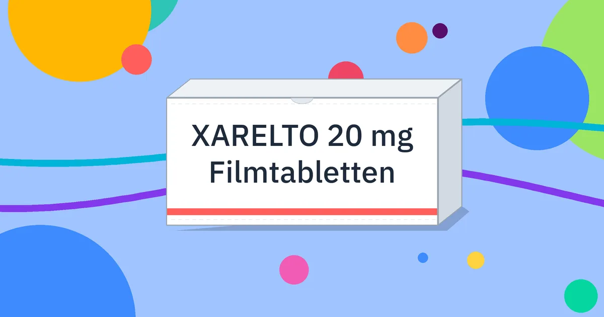 Symbolbild: Packung mit der Aufschrift XARELTO 20 mg Filmtabletten (PZN 11559354) – Verfügbarkeit und Bezug in Apotheken in Frankfurt am Main